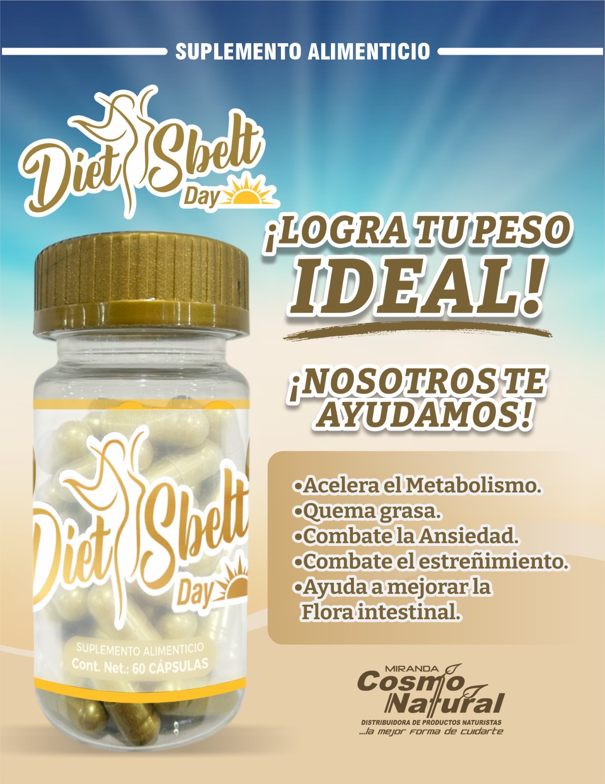 CAPSULAS DIET SBELT DAY C/ 60 (COSMO) - Naturista Vanessa